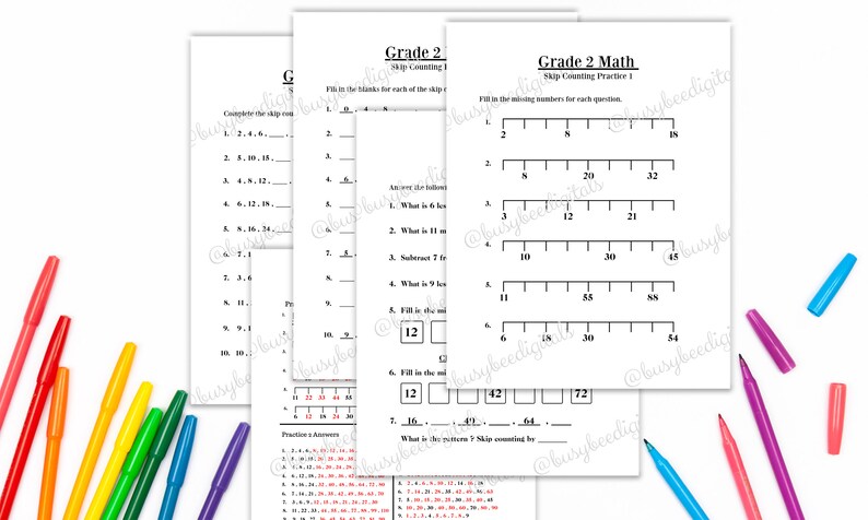 Grade 2-3 Math - Skip Counting Worksheet - DIGITAL DOWNLOAD , Math ...