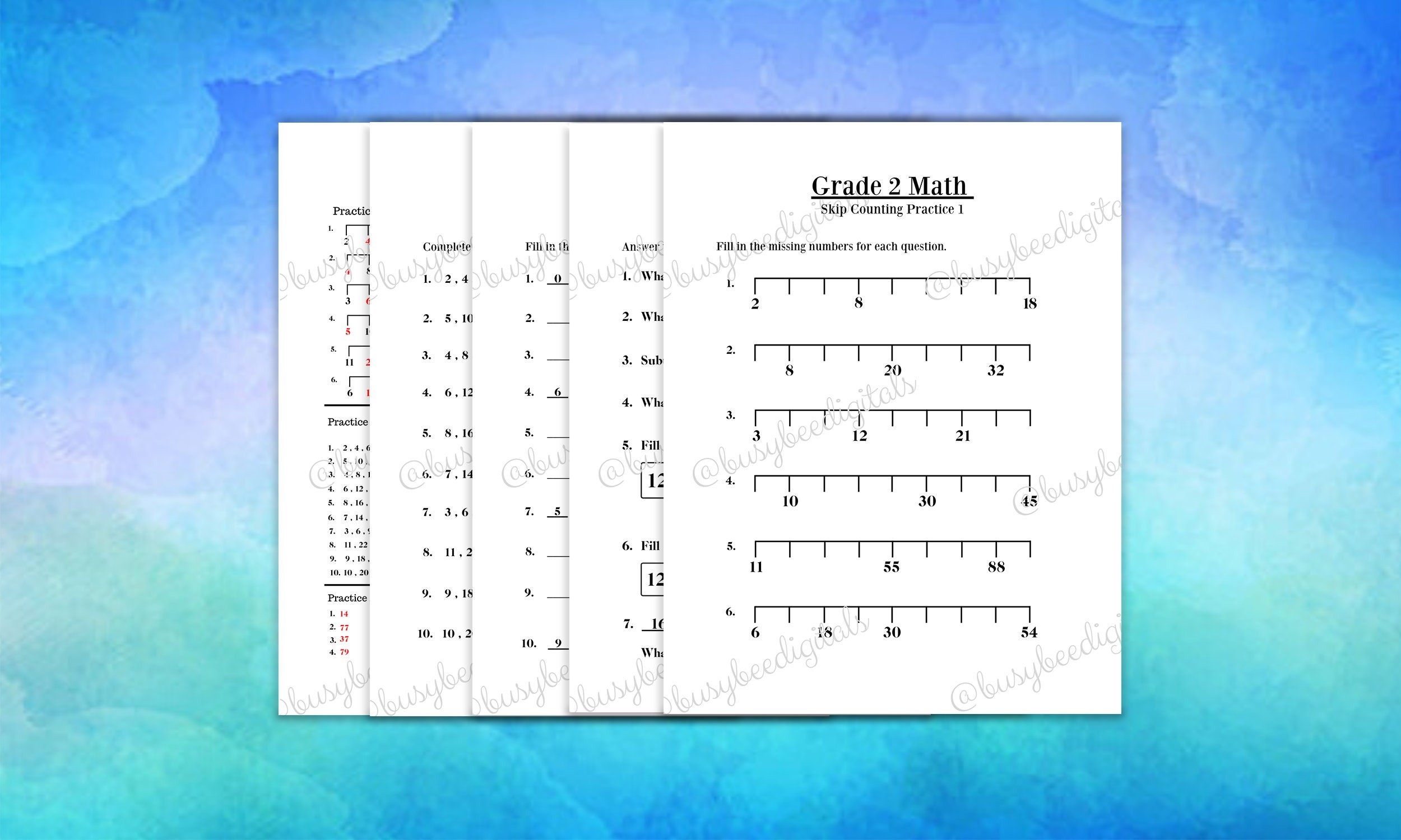 Grade 2-3 Math - Skip Counting Worksheet - DIGITAL DOWNLOAD , Math ...