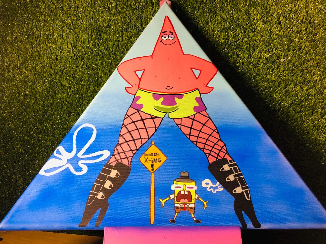 Funny Cartoon-inspired Triangle Canvas | Goofy Rock Star & Sidekick ...