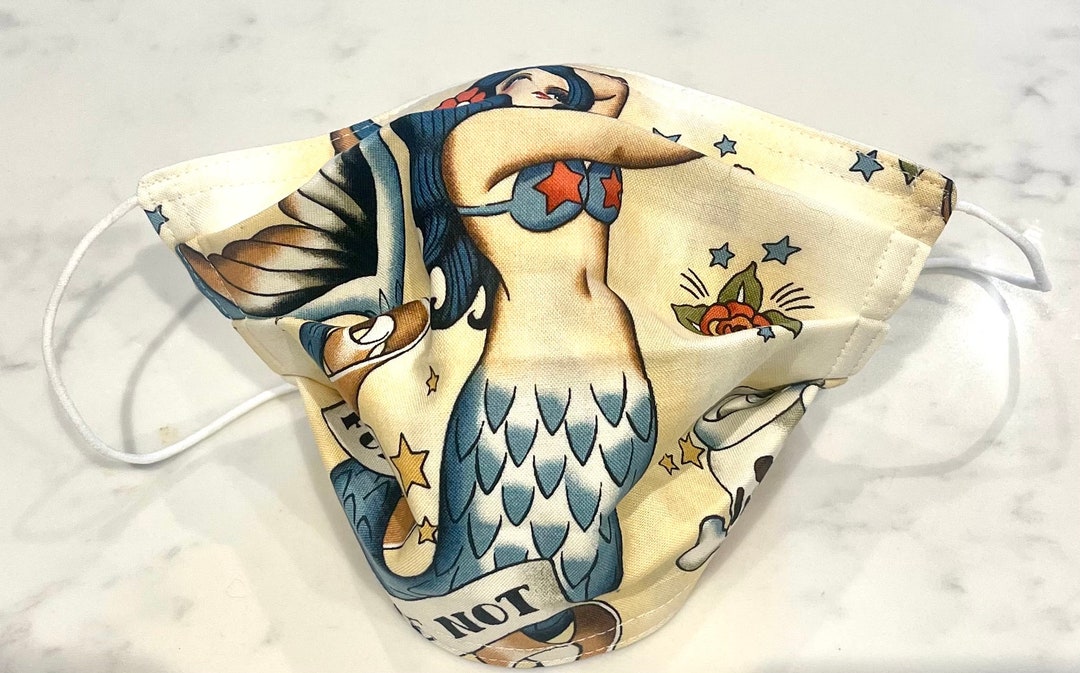 Mermaid Print Reversible Face Mask - Etsy