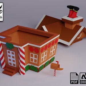GINGERBREAD HOUSE BOX Papercraft Templates, Pdf, Dxf Y Svg - Etsy