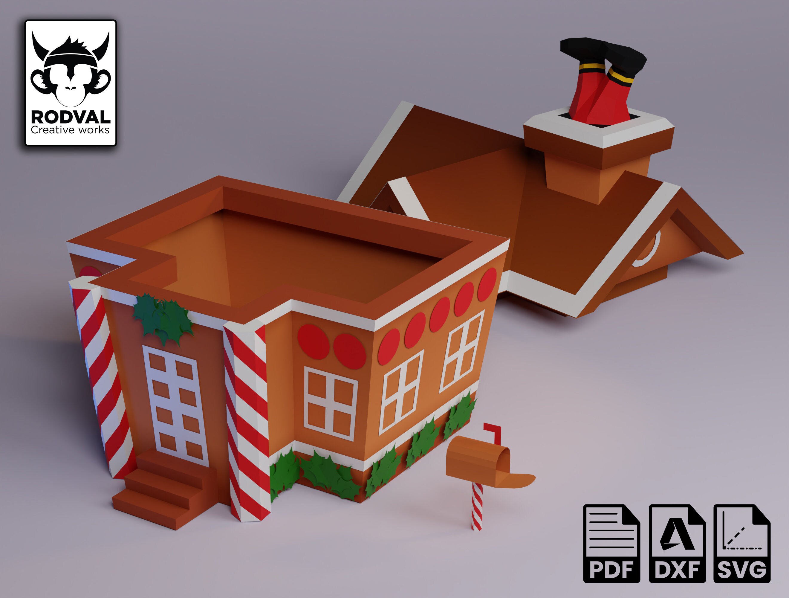 GINGERBREAD HOUSE BOX Papercraft Templates Pdf Dxf Y Svg - Etsy