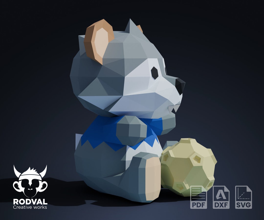 Halloween Teddy Werewolf Papercraft Template Digital Download PDF, DXF ...