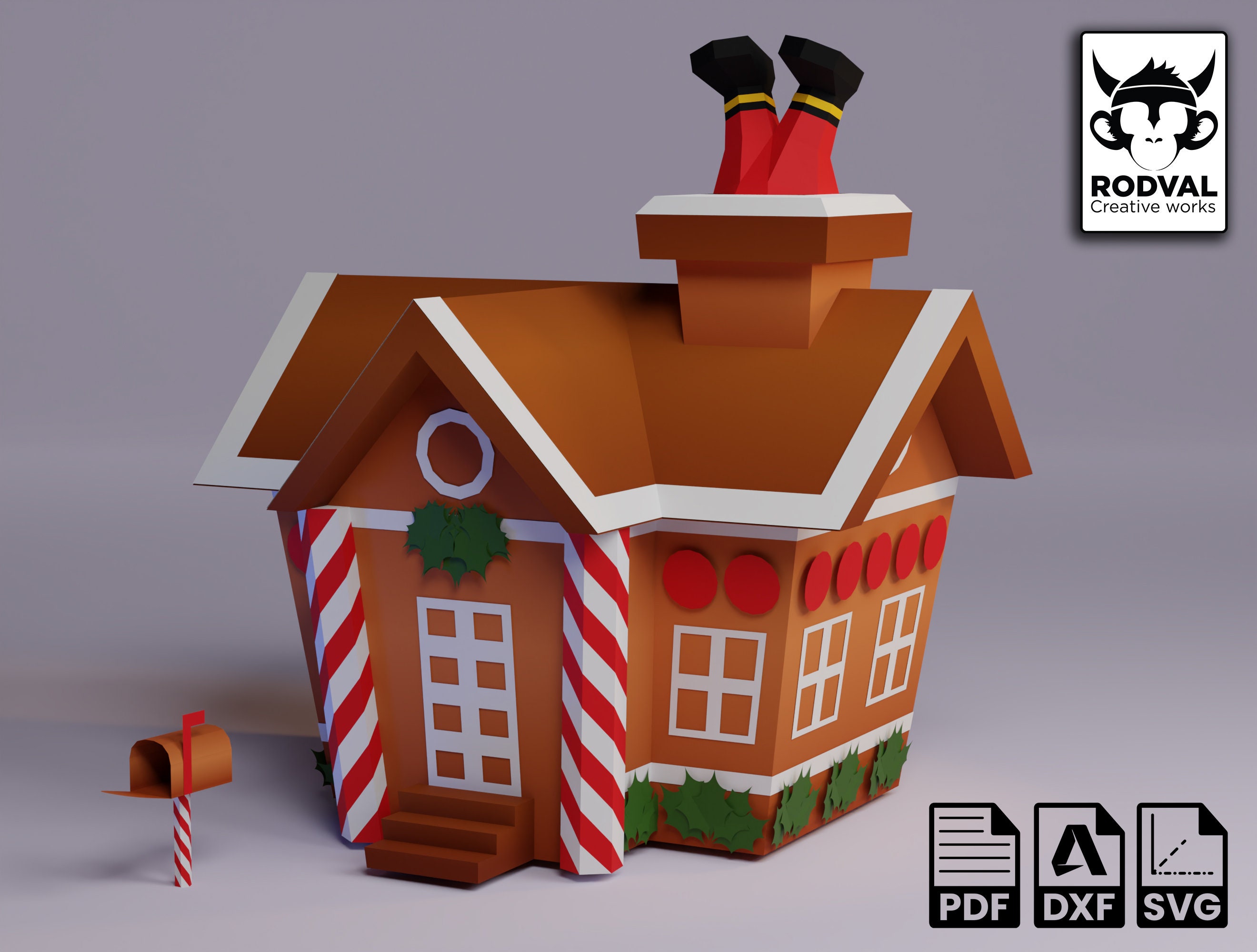 GINGERBREAD HOUSE BOX Papercraft Templates Pdf Dxf Y Svg - Etsy