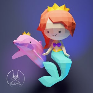Plantillas de papercraft SIRENITA 2.0 + DELFÍN en formato PDF, dxf y ...