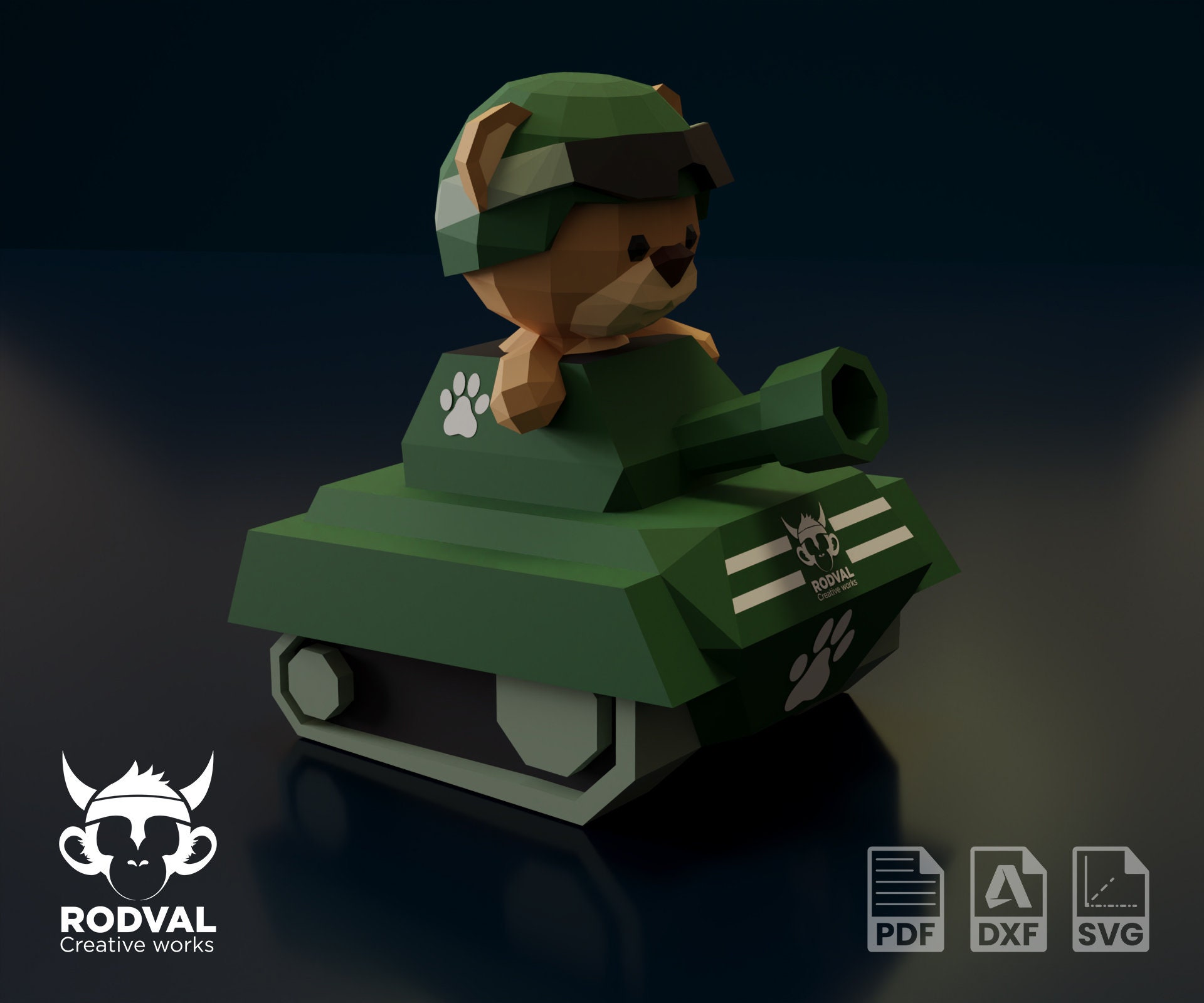 TANK TEDDY BEAR Papercraft Templates Pdf Dxf and Svg - Etsy