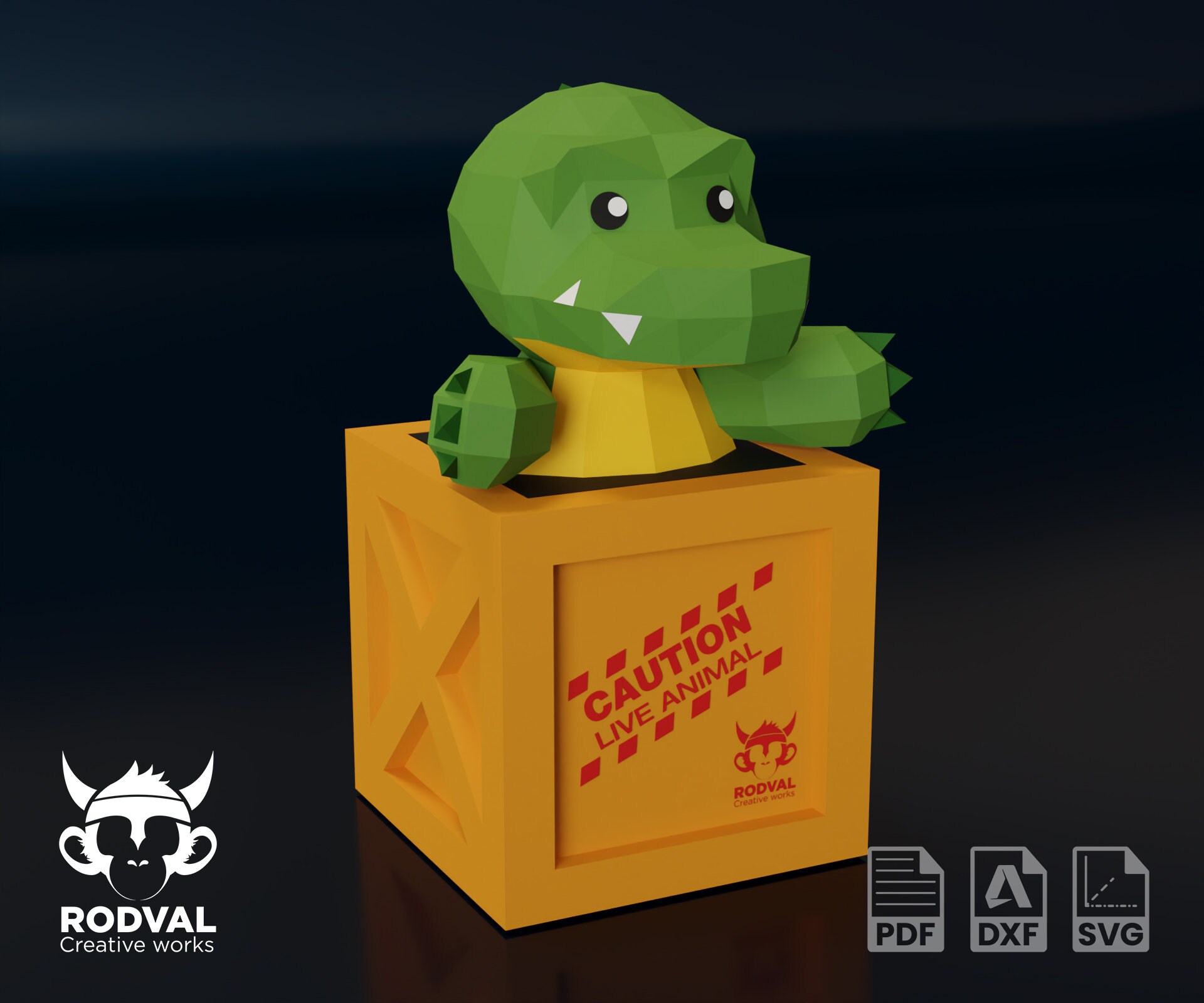 Croco Box Papercraft Template Digital Download PDF, DXF, SVG - Etsy