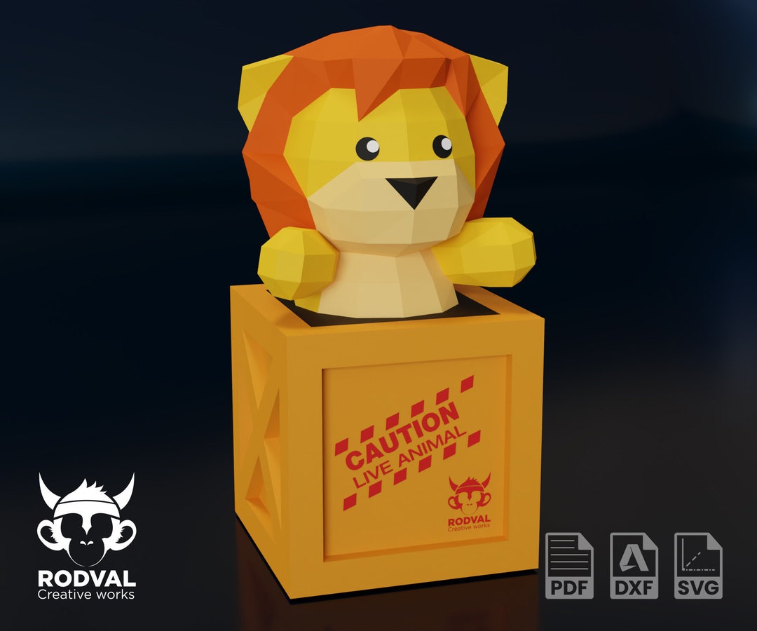 Lion Box Papercraft Template Digital Download PDF, DXF, SVG - Etsy