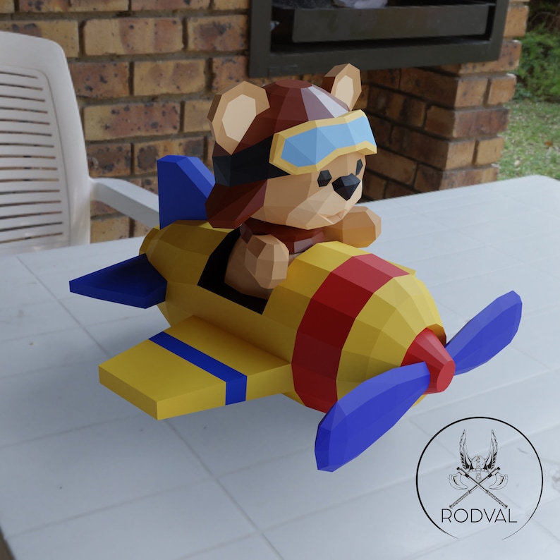 PILOT TEDDY BEAR Papercraft Templates Pdf Dxf and Svg - Etsy UK