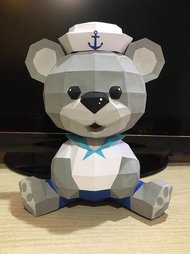 SAILOR_TEDDY_BEAR PAPERCRAFT Template DIY Paper Low Poly - Etsy
