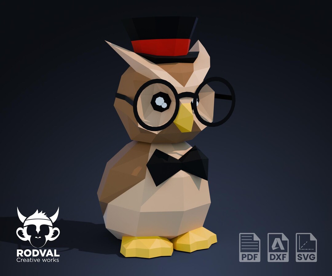 Owl Bobblehead Papercraft Templates Pdf, Dxf and Svg - Etsy