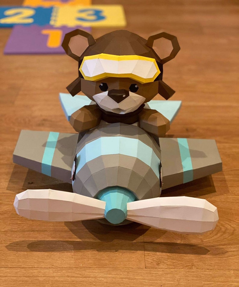 PILOT TEDDY BEAR Papercraft Templates Pdf Dxf and Svg | Etsy UK