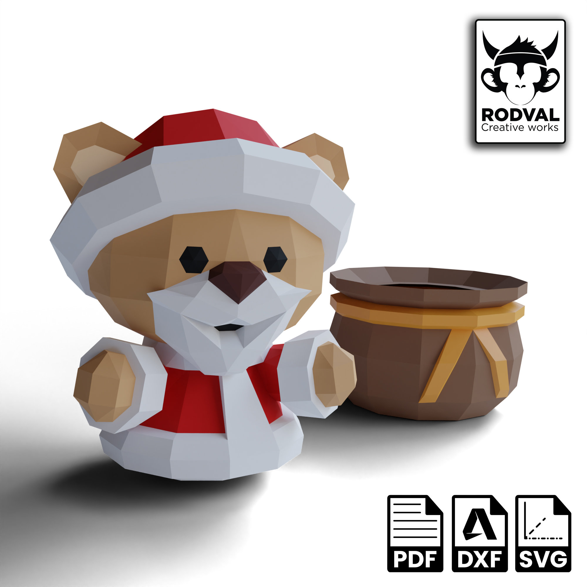 TEDDY SANTA BOX Papercraft Templates, Pdf, Dxf Y Svg - Etsy