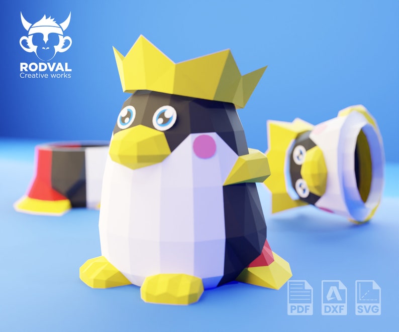 KING PENGUIN BOX Papercraft Templates Pdf Dxf and Svg - Etsy