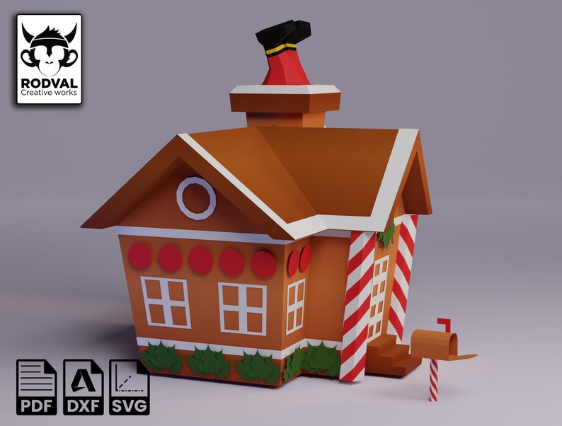GINGERBREAD HOUSE BOX Papercraft Templates Pdf Dxf Y Svg - Etsy