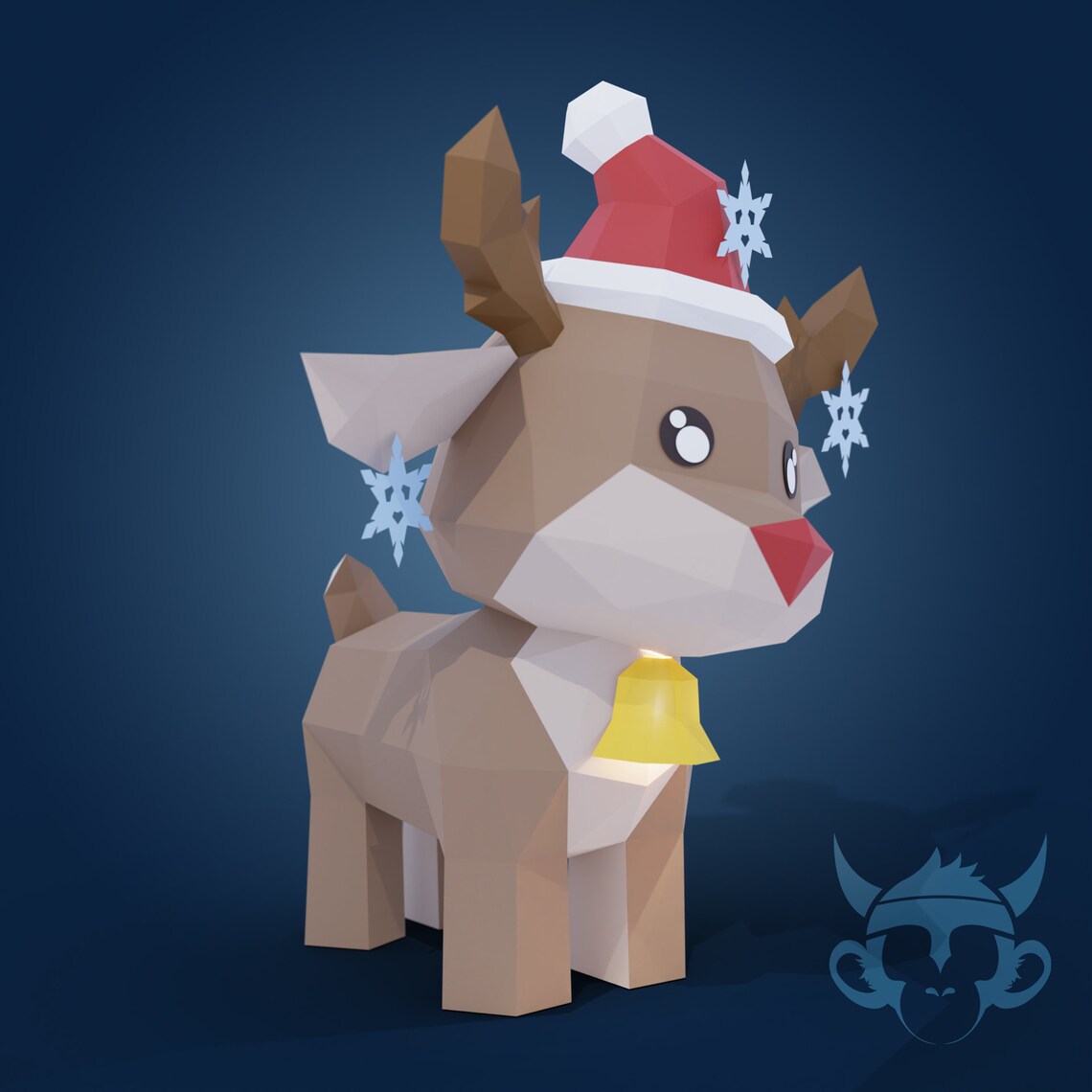 Reindeer Christmas Papercraft Template Digital Download PDF, DXF, SVG ...