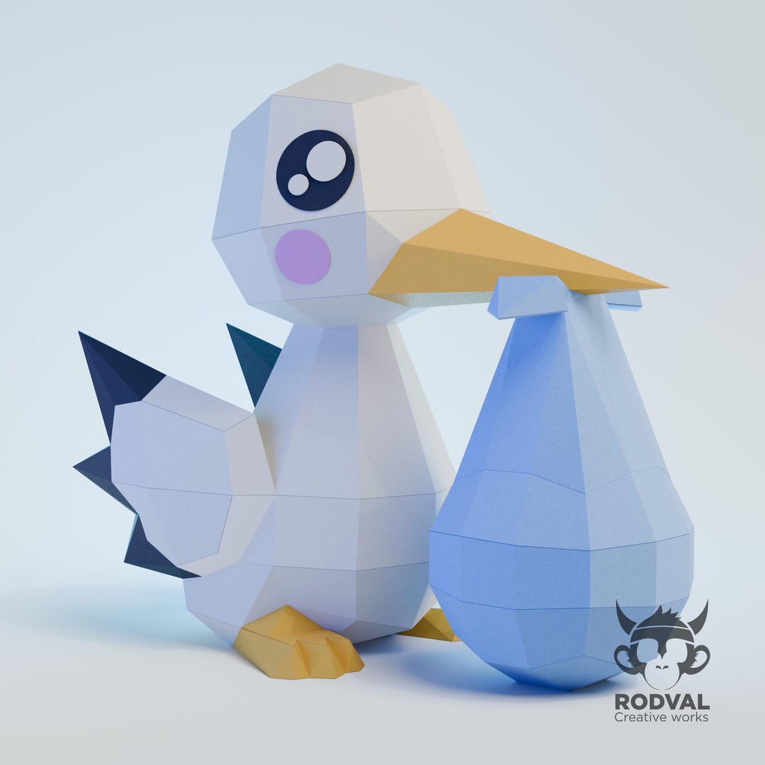 Buy Tiny Stork Papercraft Template - Digital Download Online in India ...