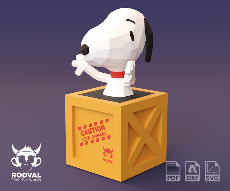 Plantilla de Papercraft de Snoopy Box Descarga digital PDF, DXF, SVG ...