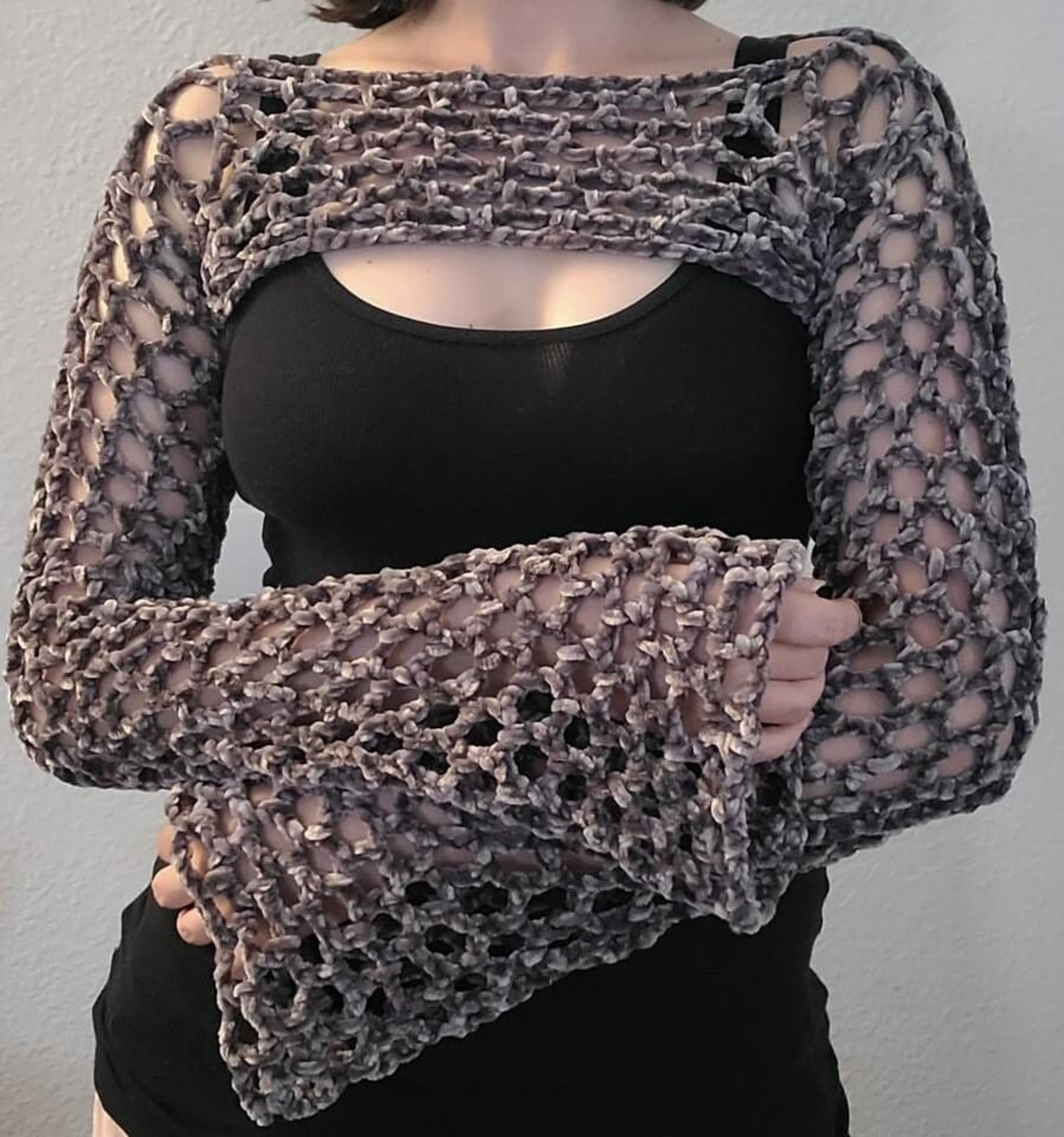Micro Crop / Shrug Velvet Custom Hand Made Crochet Top - Etsy