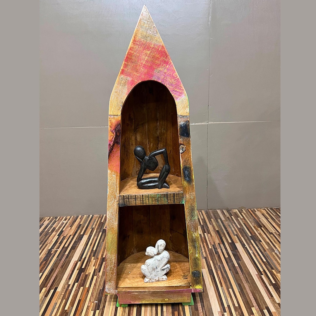 Reclaimed Boat Shelf - Antique Wooden Showcase, Unique Shelving Unit ...