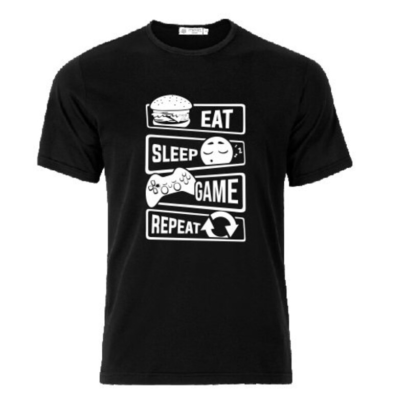 Eat Sleep Game Repeat T Shirt, Gamer Xbox PSP Play Station Lover Funny ...