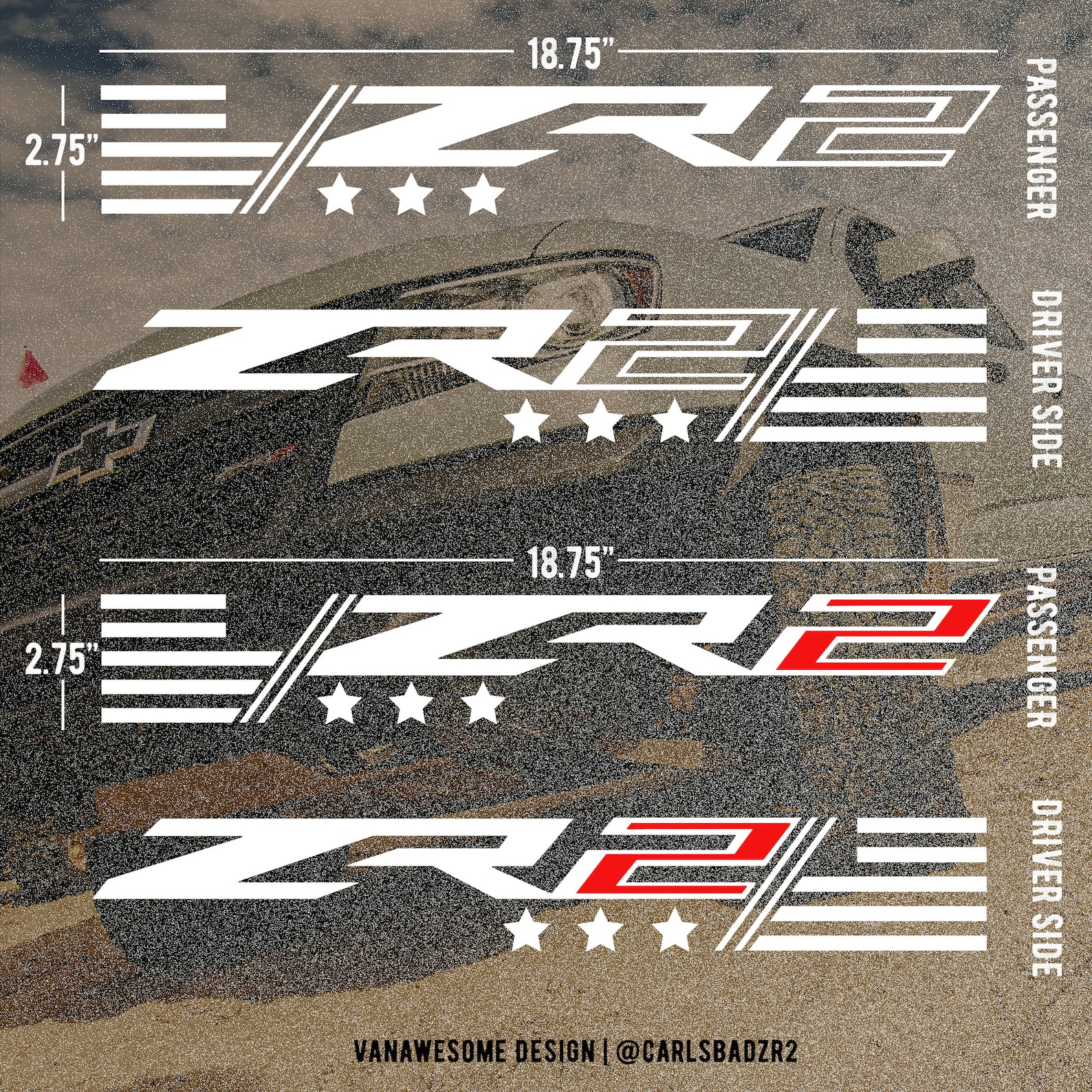 Chevy Colorado ZR2 American Flag Fender Badges Decals (set of 2) - Etsy