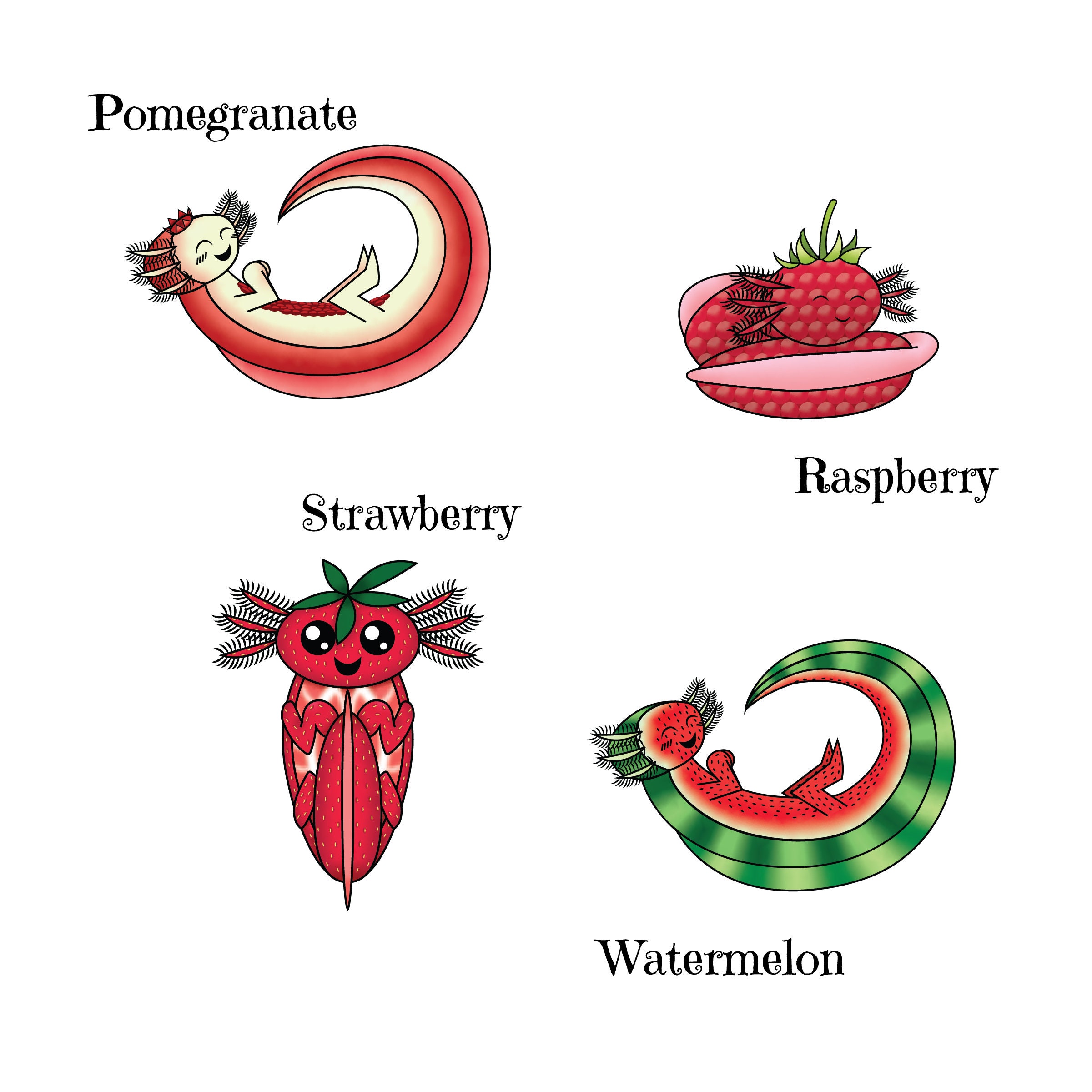 Fruit Axolotl Charms - Etsy