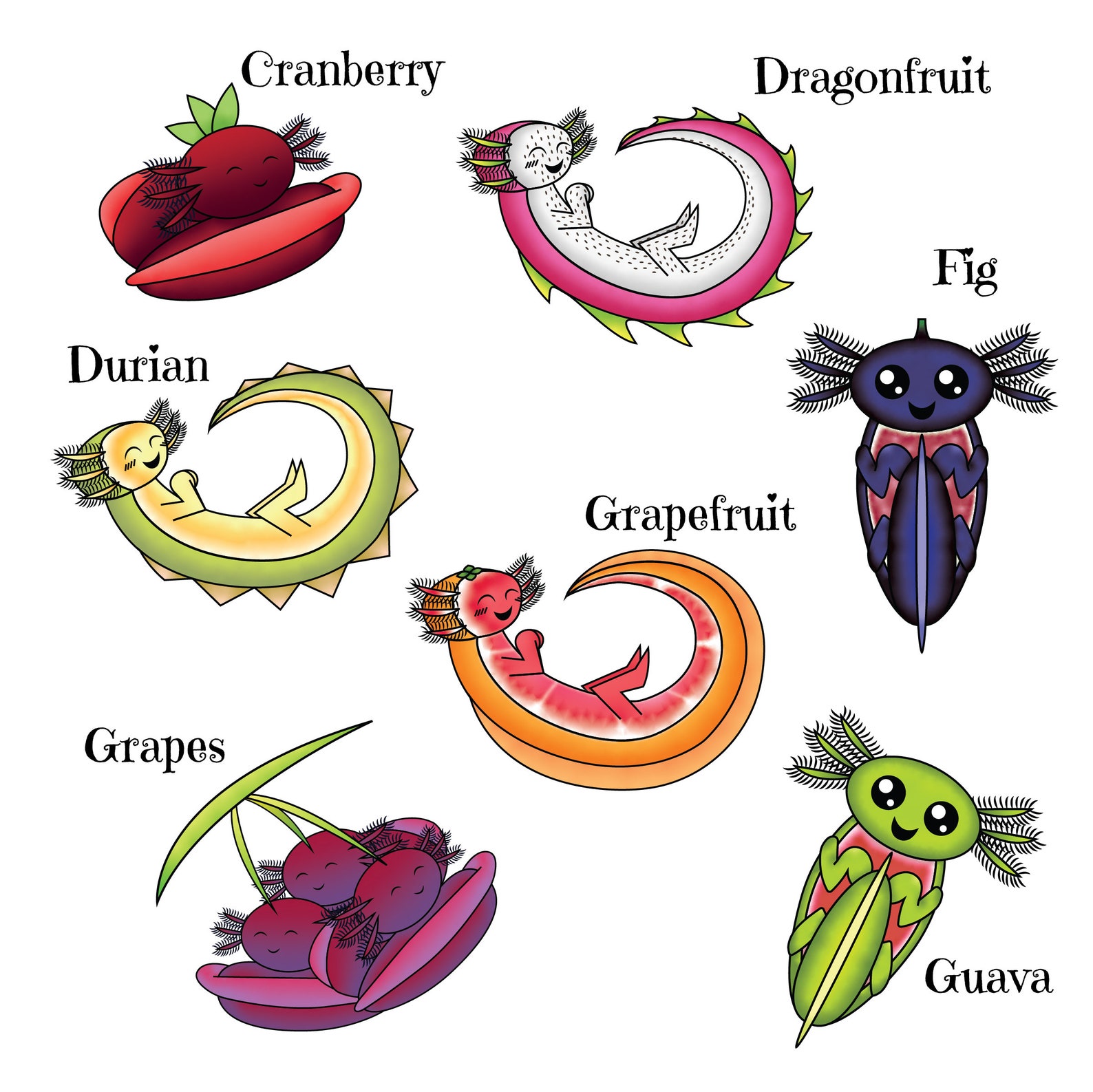 Fruit Axolotl Charms - Etsy