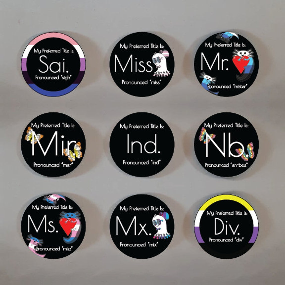 Non-binary Title Buttons - Etsy
