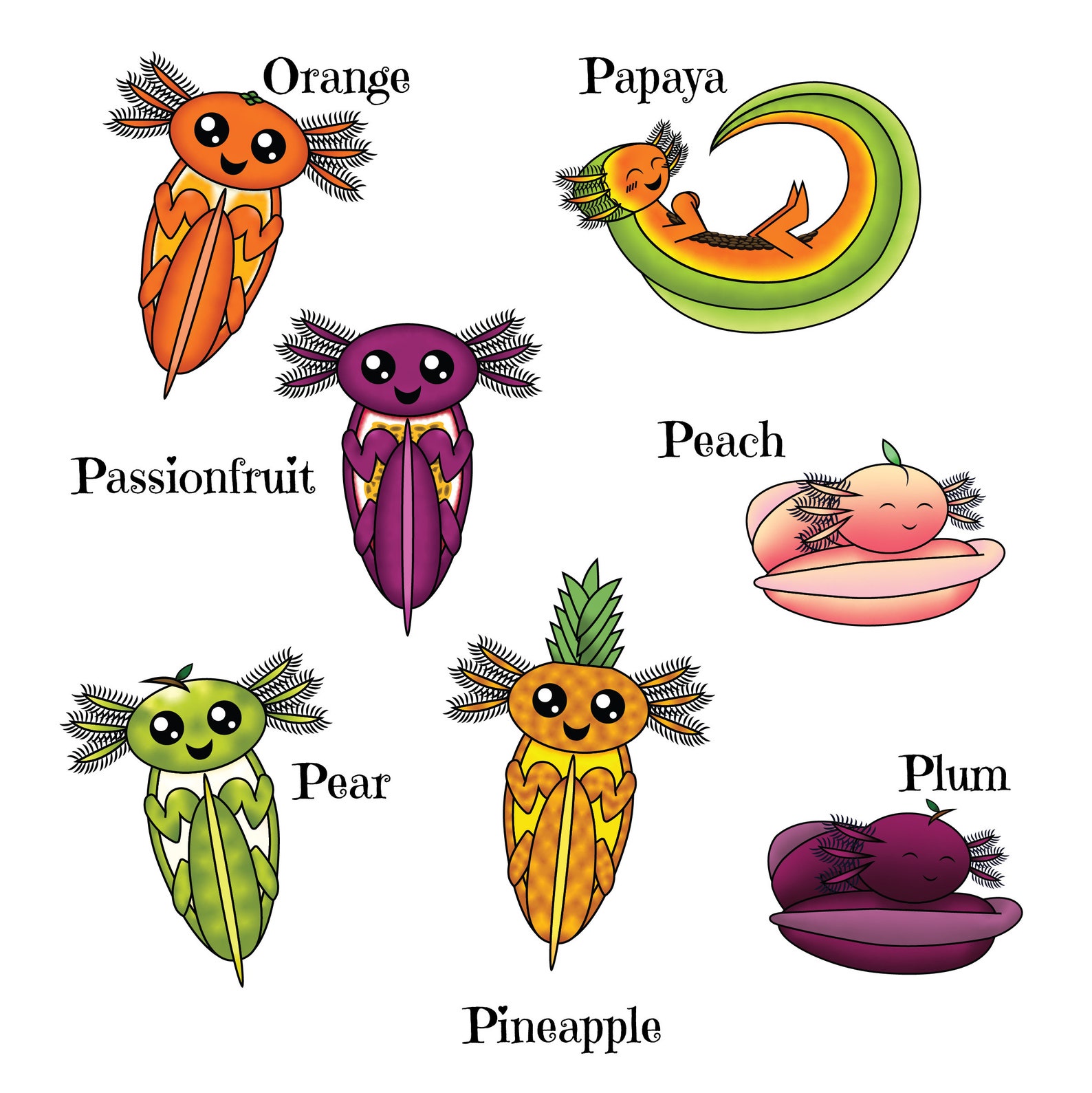 Fruit Axolotl Charms - Etsy