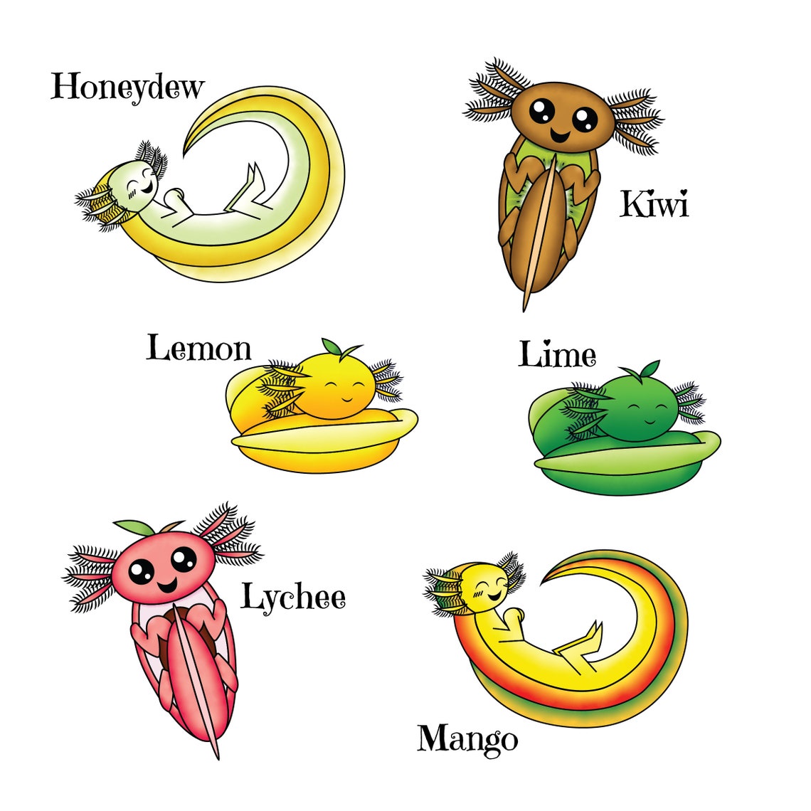 Fruit Axolotl Charms - Etsy