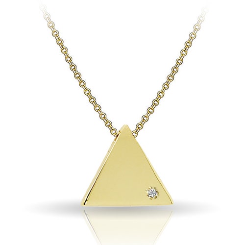 10k 14k 18k Solid Gold Triangle Geometric Necklace Dainty - Etsy
