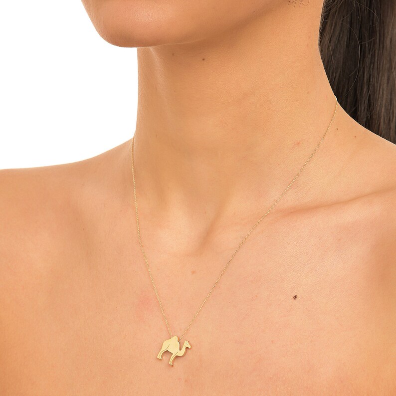 Solid Gold Necklace 9K-14K-18K Dainty Camel Necklace - Etsy