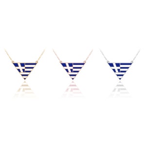 Solid Gold 9K-14K-18K Heart Necklace With Greek Flag, Charmed Jewelry ...