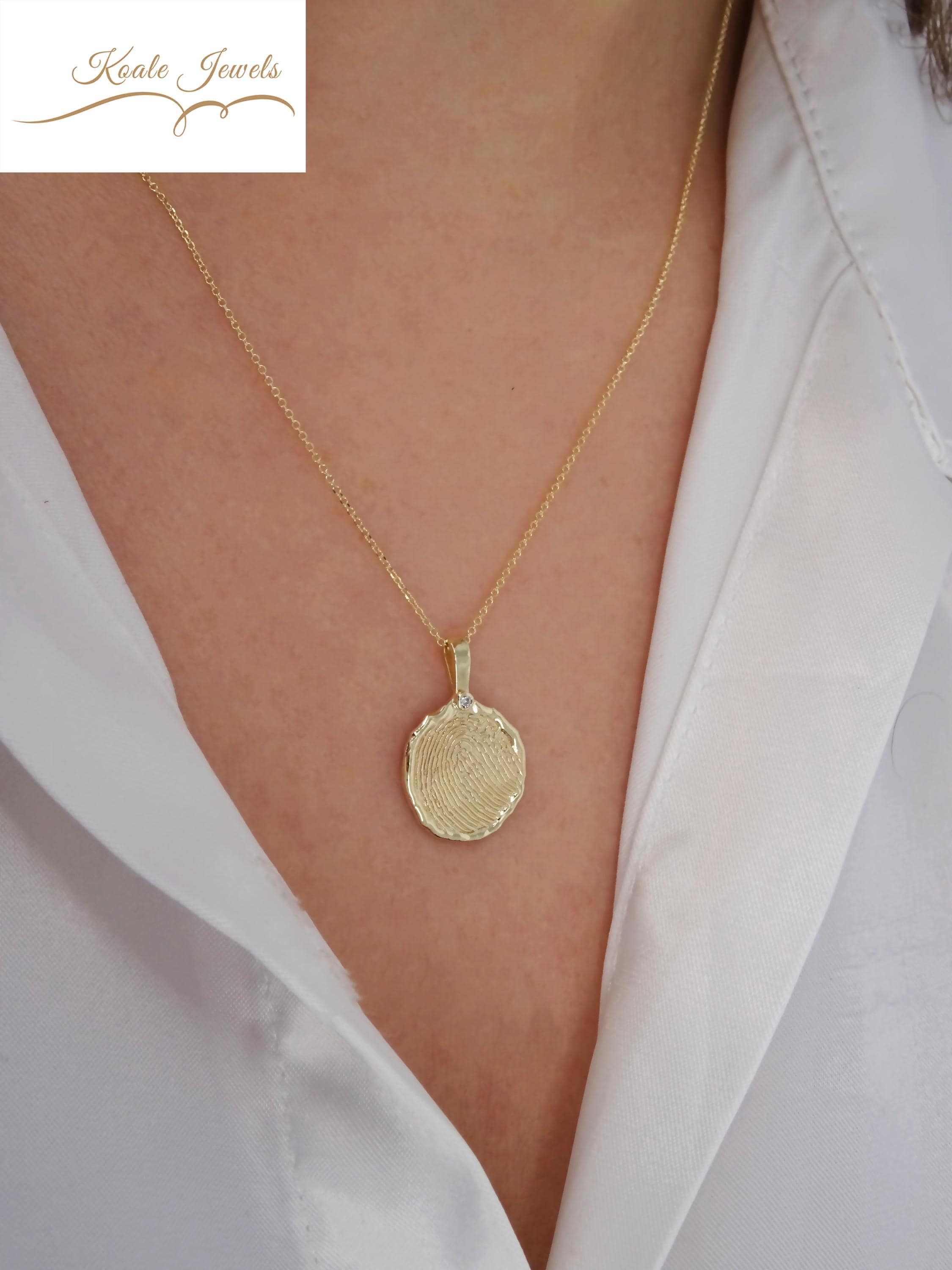 Sterling Silver Wax Seal Style Fingerprint Necklace, Memorial Jewelry ...