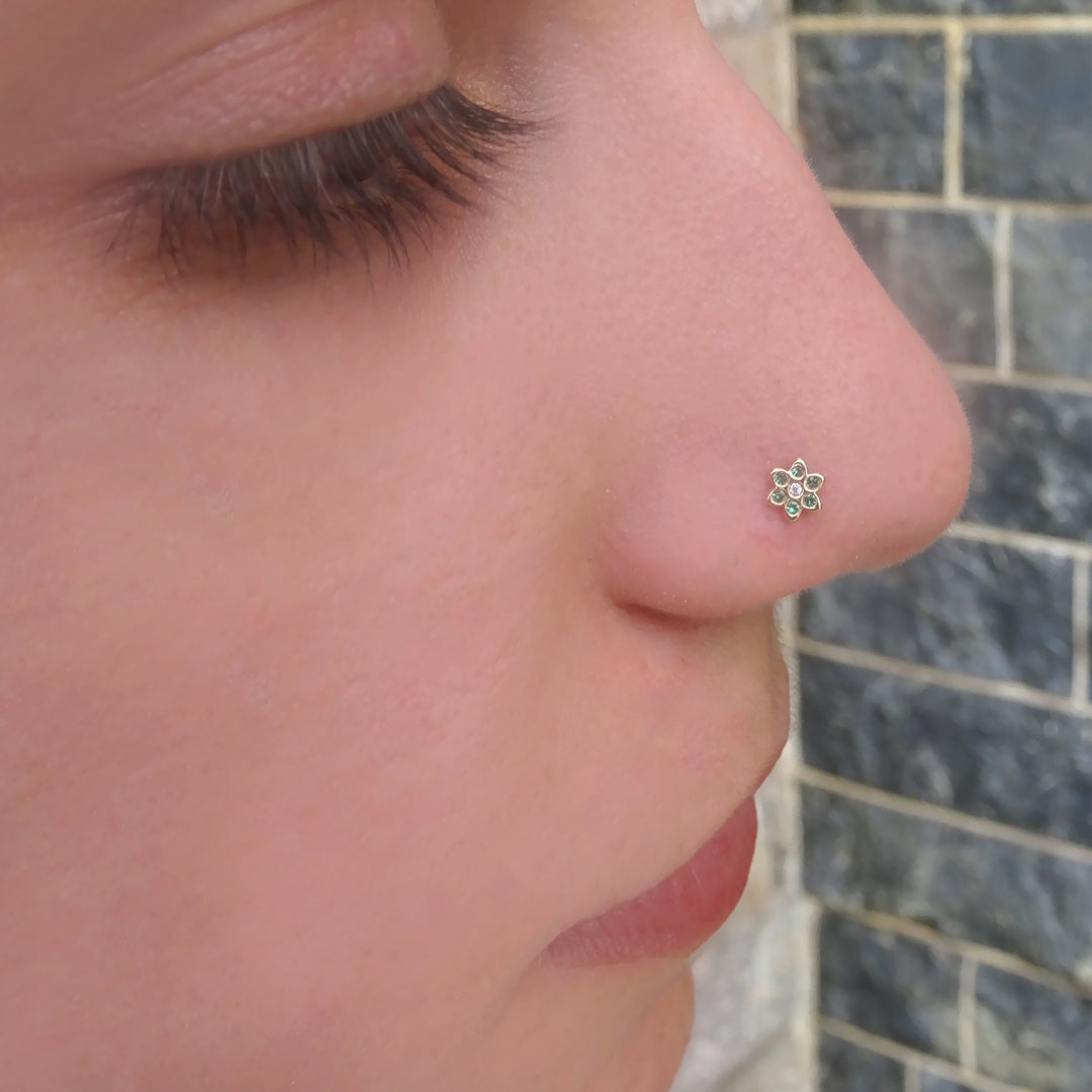 Gold Nose Stud - 14k Gold, Simple and Elegant Nose Piercing, Tiny Gold ...