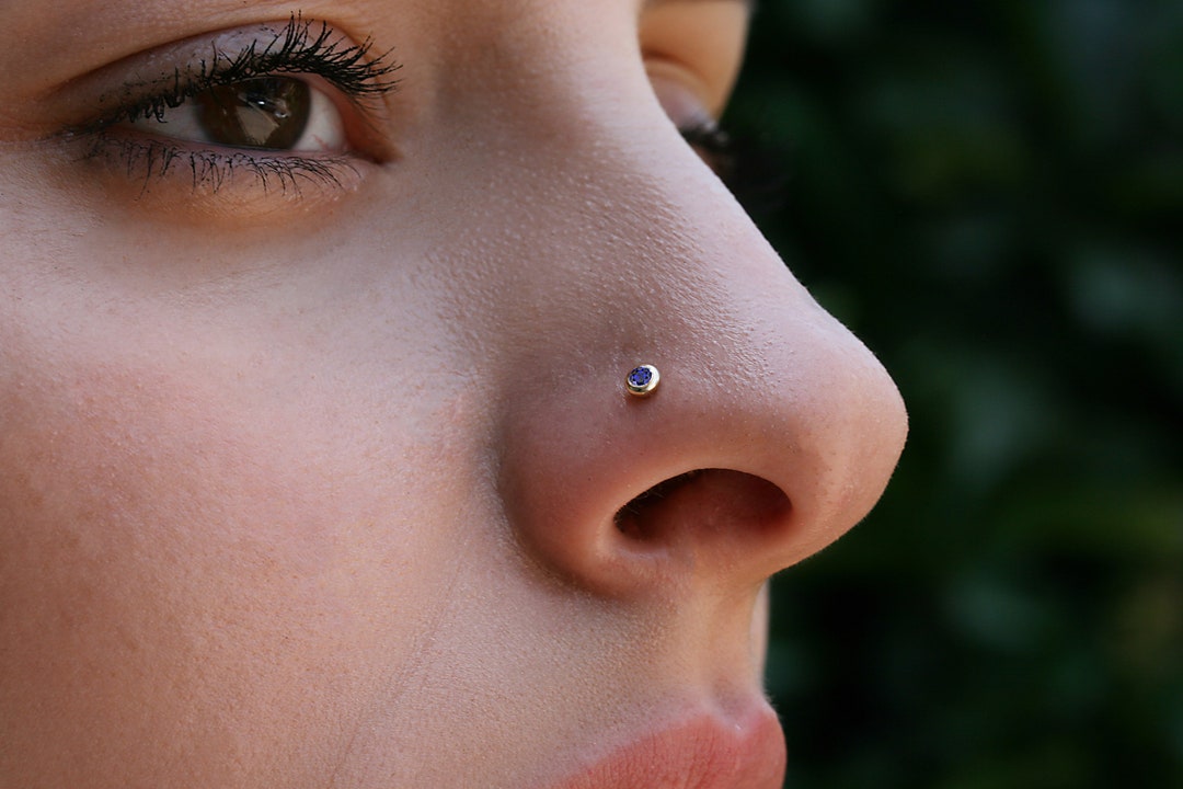 Solid Gold Nose Stud: Tiny Minimalist Nose Ring - Etsy