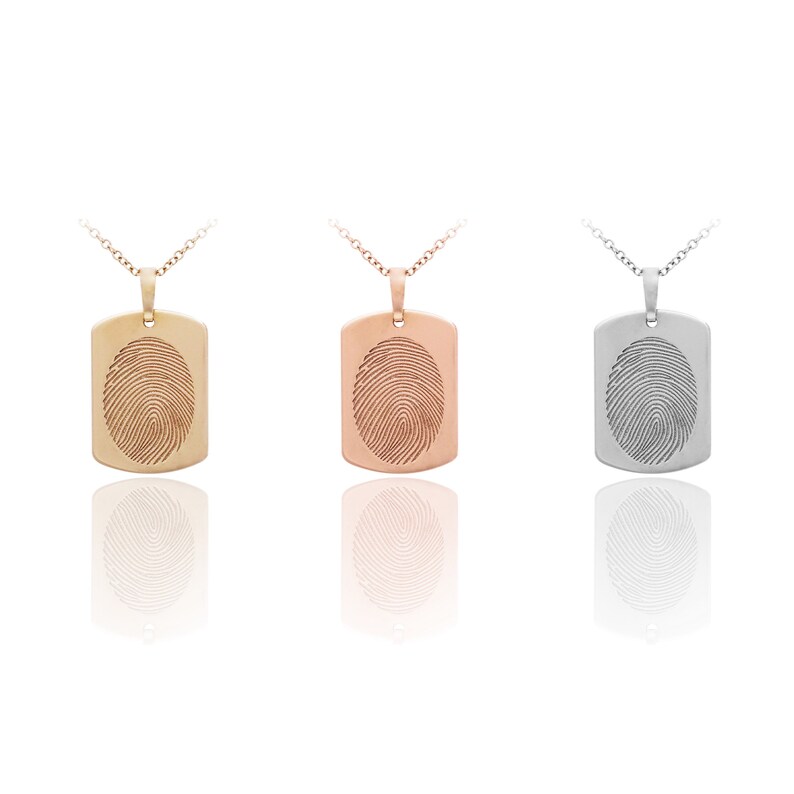 Solid Gold Rectangular Fingerprint Pendant, Mother’s Day Jewelry - Etsy