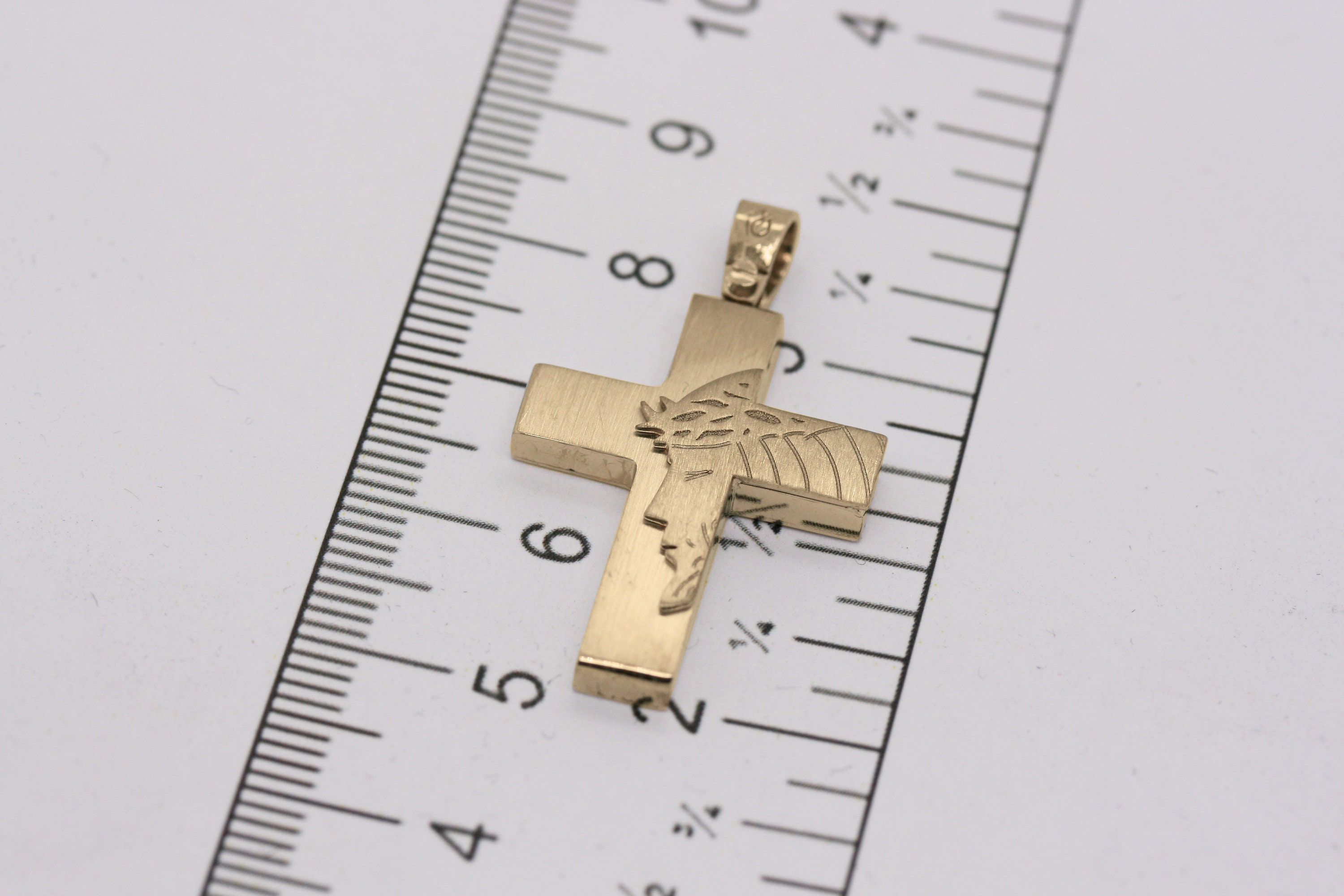 Solid Gold Cross 14K Gold Cross for Men Minimalist Cross | Etsy