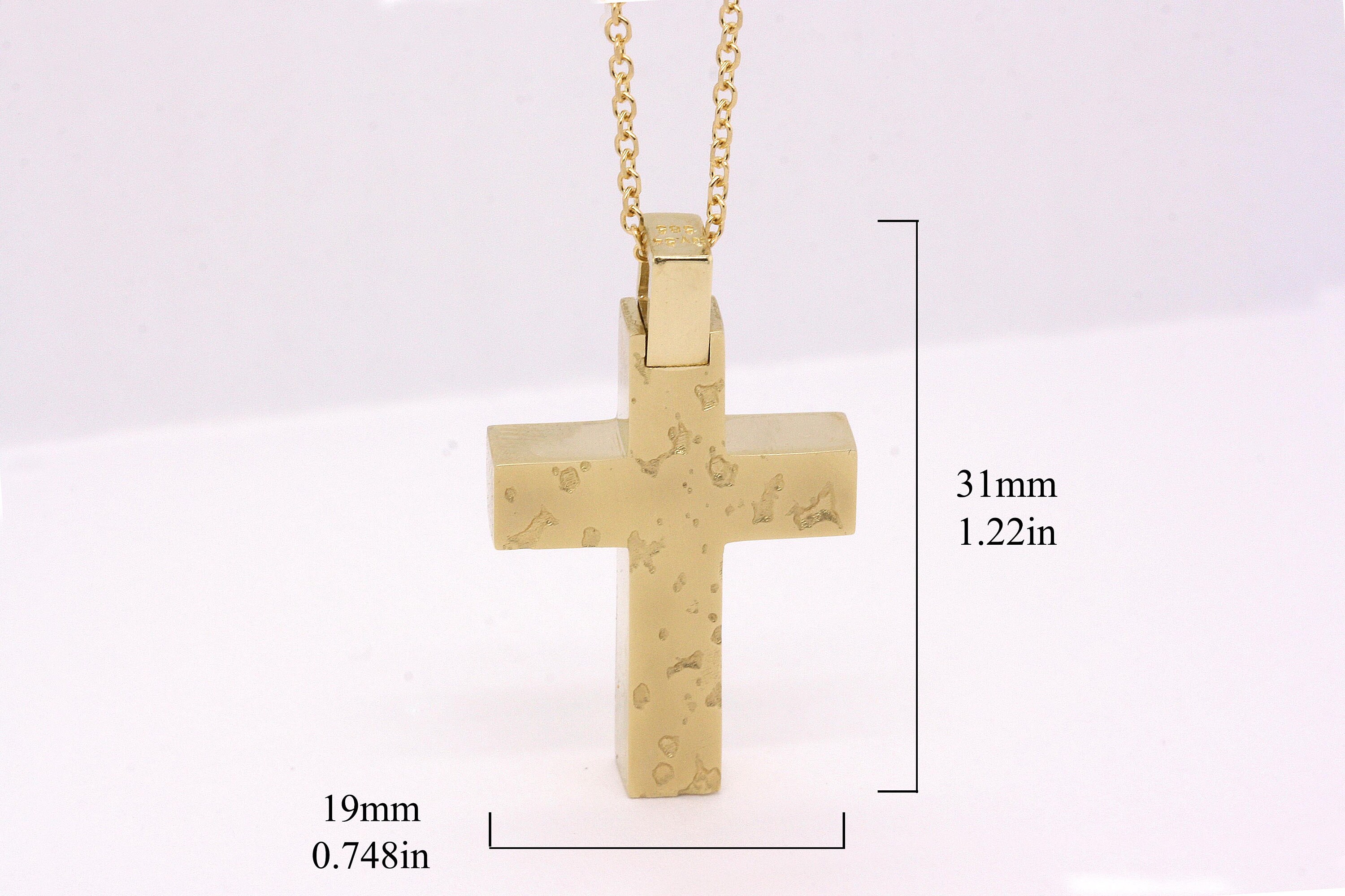Solid Gold Cross 9K-14K Gold Cross for Men Minimalist Cross | Etsy