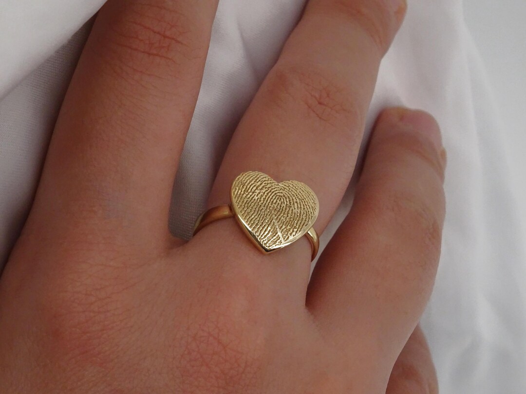 Solid Gold Fingerprint Heart Ring: Personalized Keepsake Jewelry - Etsy