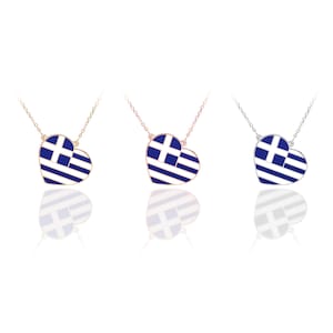 Solid Gold 9K-14K-18K Heart Necklace With Greek Flag, Charmed Jewelry ...