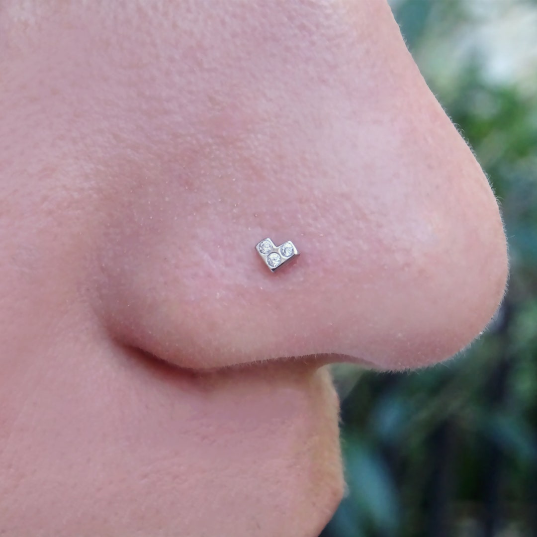 Solid Gold Nose Stud - 14k Gold Nose Ring, Tiny Gold Piercing ...