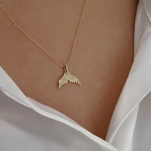 Elegant Gold Whale Tale Pendant - Mermaid Tail Charm in 9K, 14K, or 18K ...