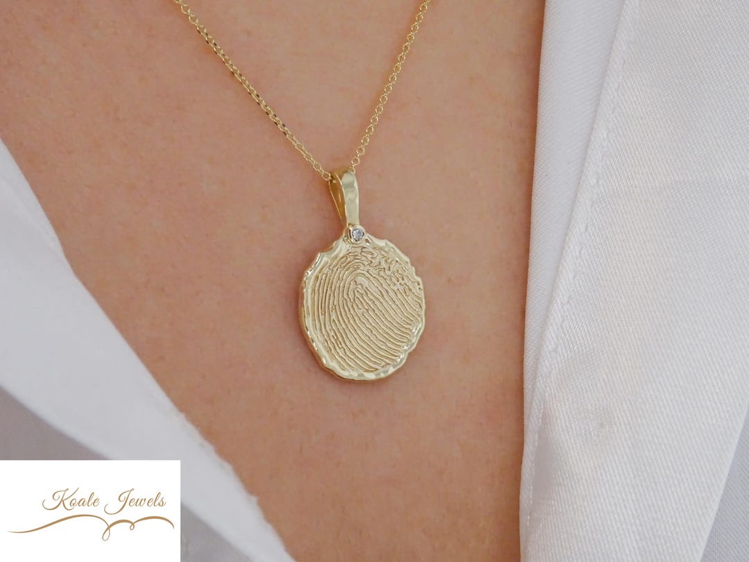 Sterling Silver Wax Seal Style Fingerprint Necklace, Memorial Jewelry ...