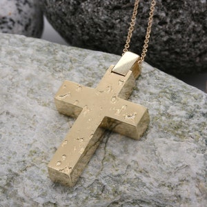 Solid Gold Cross 9K-14K, Gold Cross for Men, Minimalist Cross, Manly ...