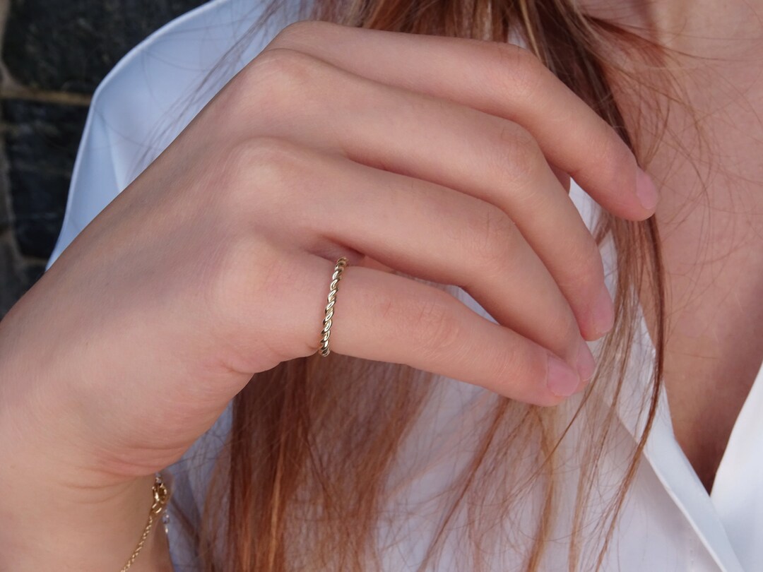 Solid Gold Twisted Braided Ring K18 Gold Stacking Ring Gold - Etsy