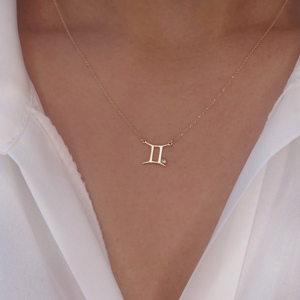 Gold Diamond Gemini Pendant - Etsy