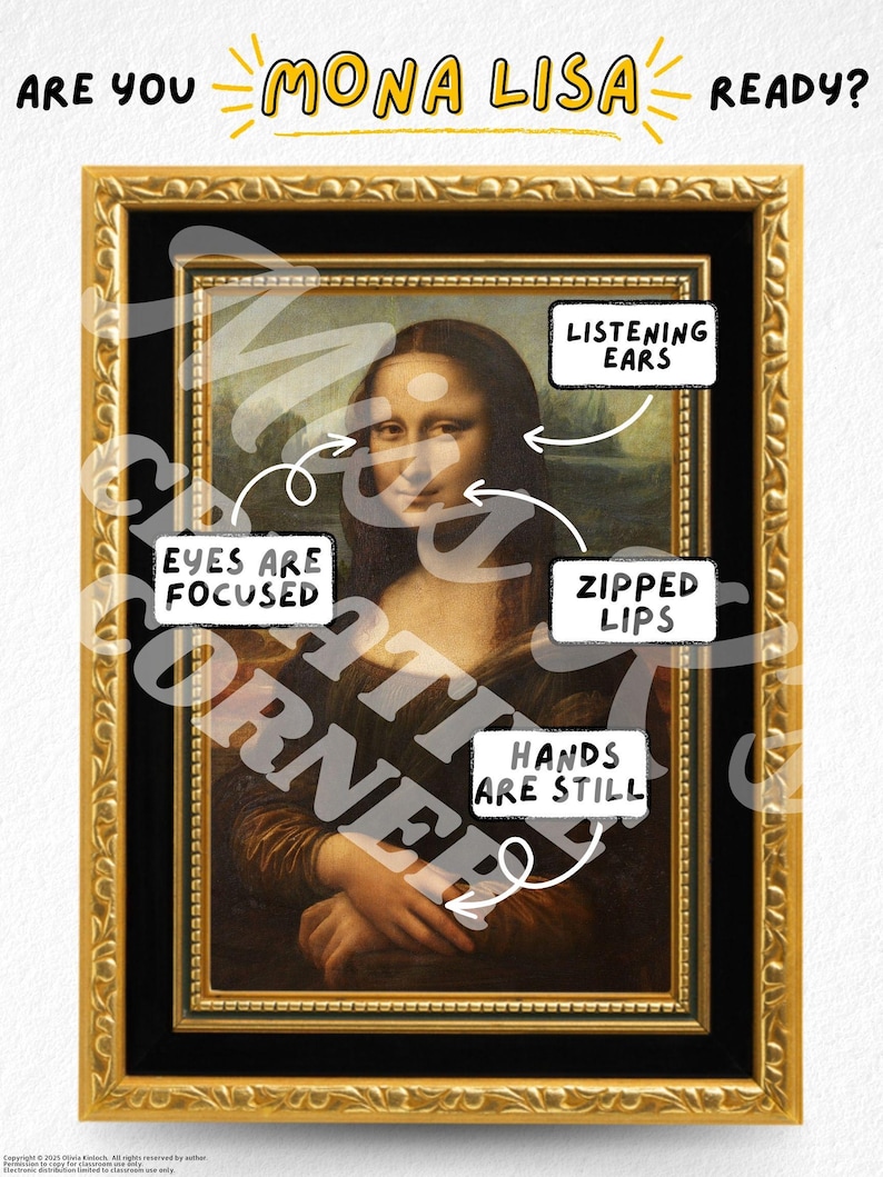 Art Classroom Poster Set "are You Mona Lisa Ready?" - Etsy