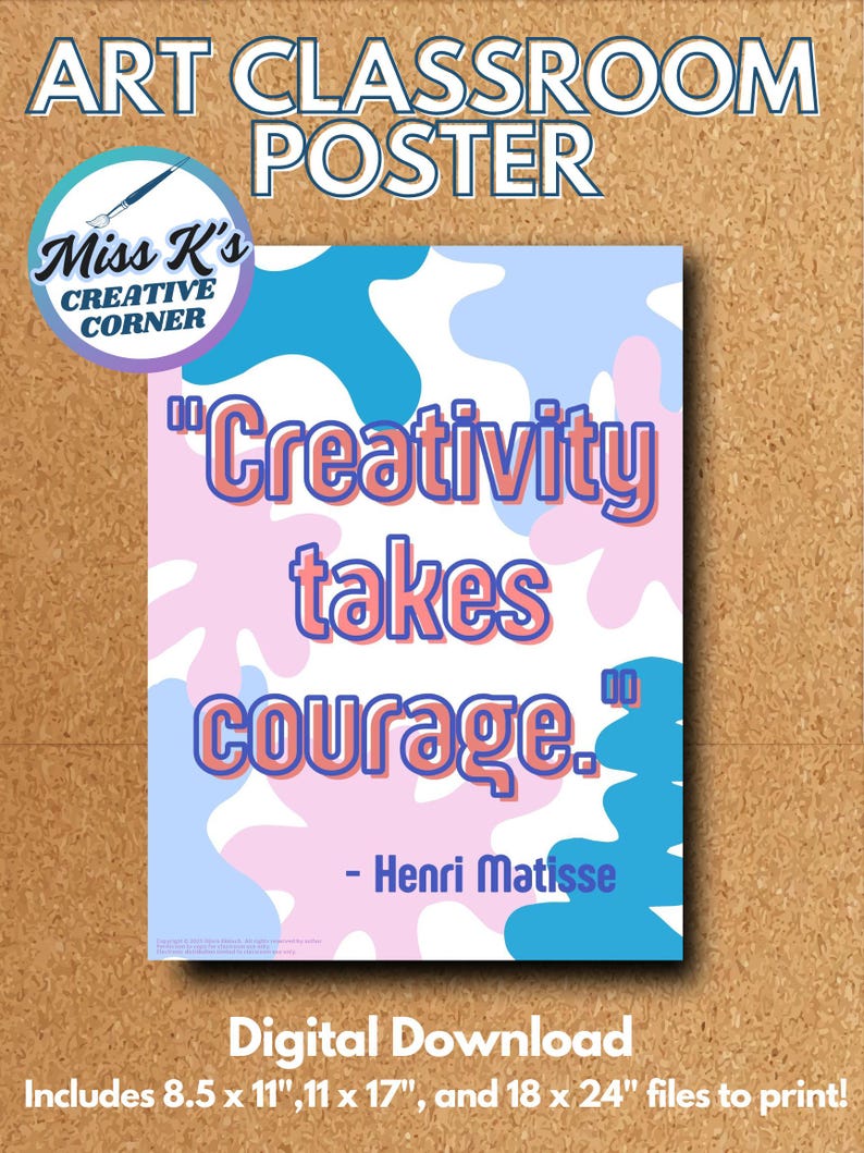 Art Classroom Poster "creativity Takes Courage" *digital Download* - Etsy